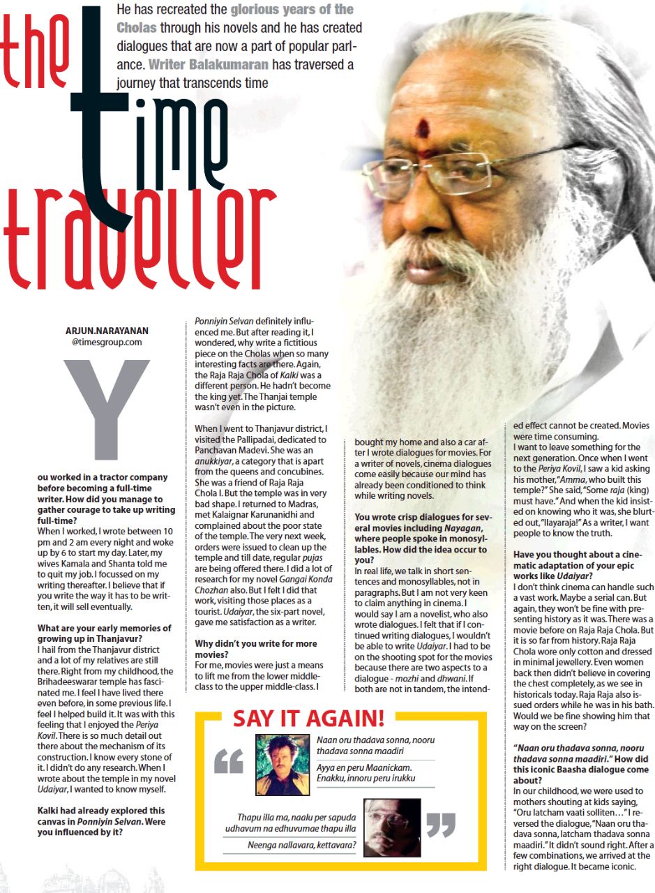 The time traveller – An interaction with writer Balakumaran – Madraswallah